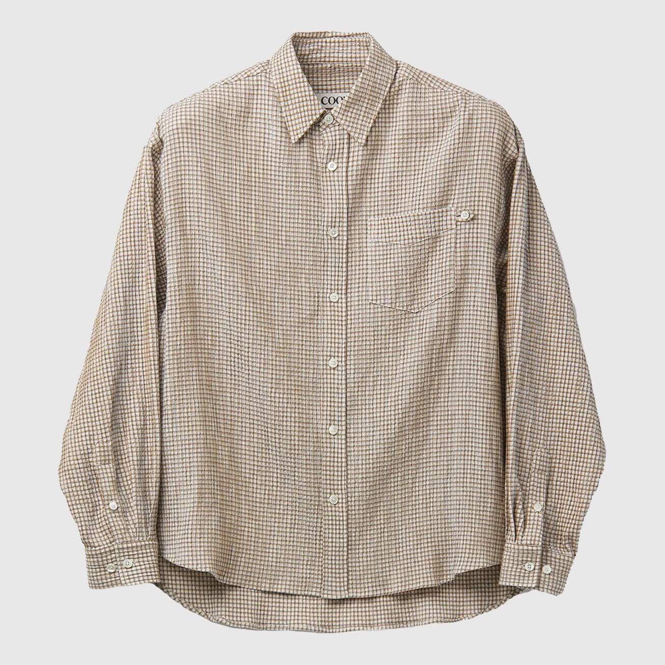 COOR Dobby Window Pane Check Button Down Shirt - Beige – Dapper