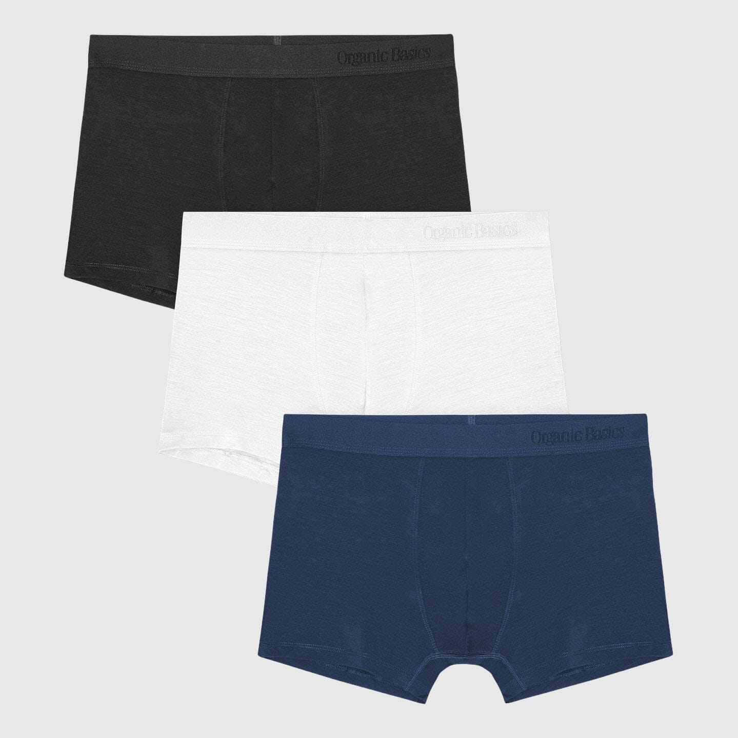 Organic Basics Soft Touch Trunks 3-pack - Black / White / Midnight Blu ...